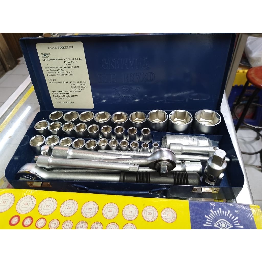 Jual Kunci sok set 40 pcs Eye brand Germany - DR 3/8" dan 1/2" socket ...