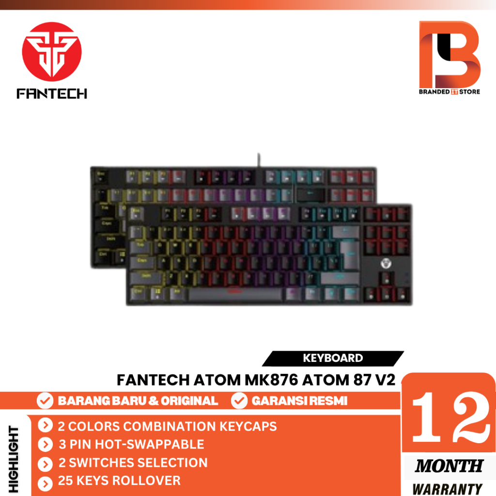 Jual FANTECH ATOM MK876 RGB Gaming Mechanical Keyboard TKL ORIGINAL | Shopee Indonesia