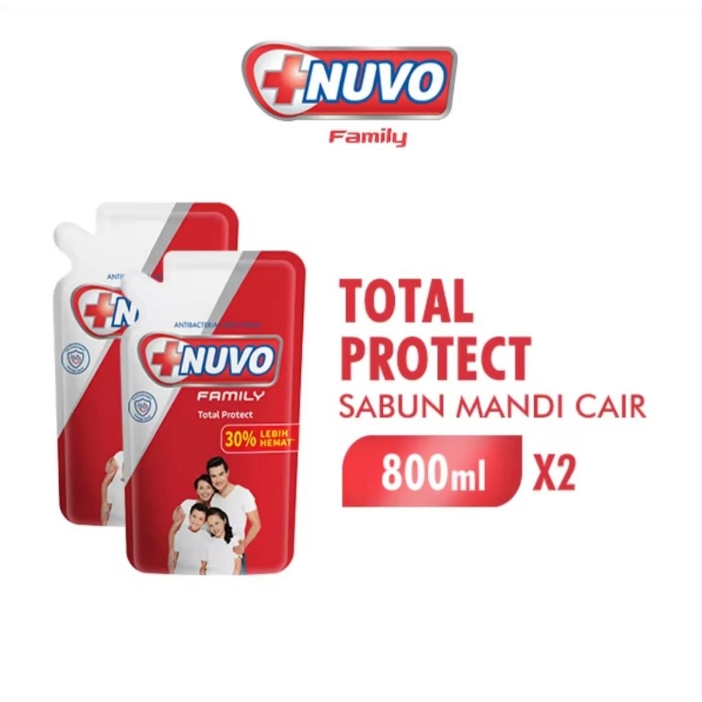 Jual Nuvo Family Sabun Mandi Cair Total Protect MERAH 800 mL TWIN PACK ...