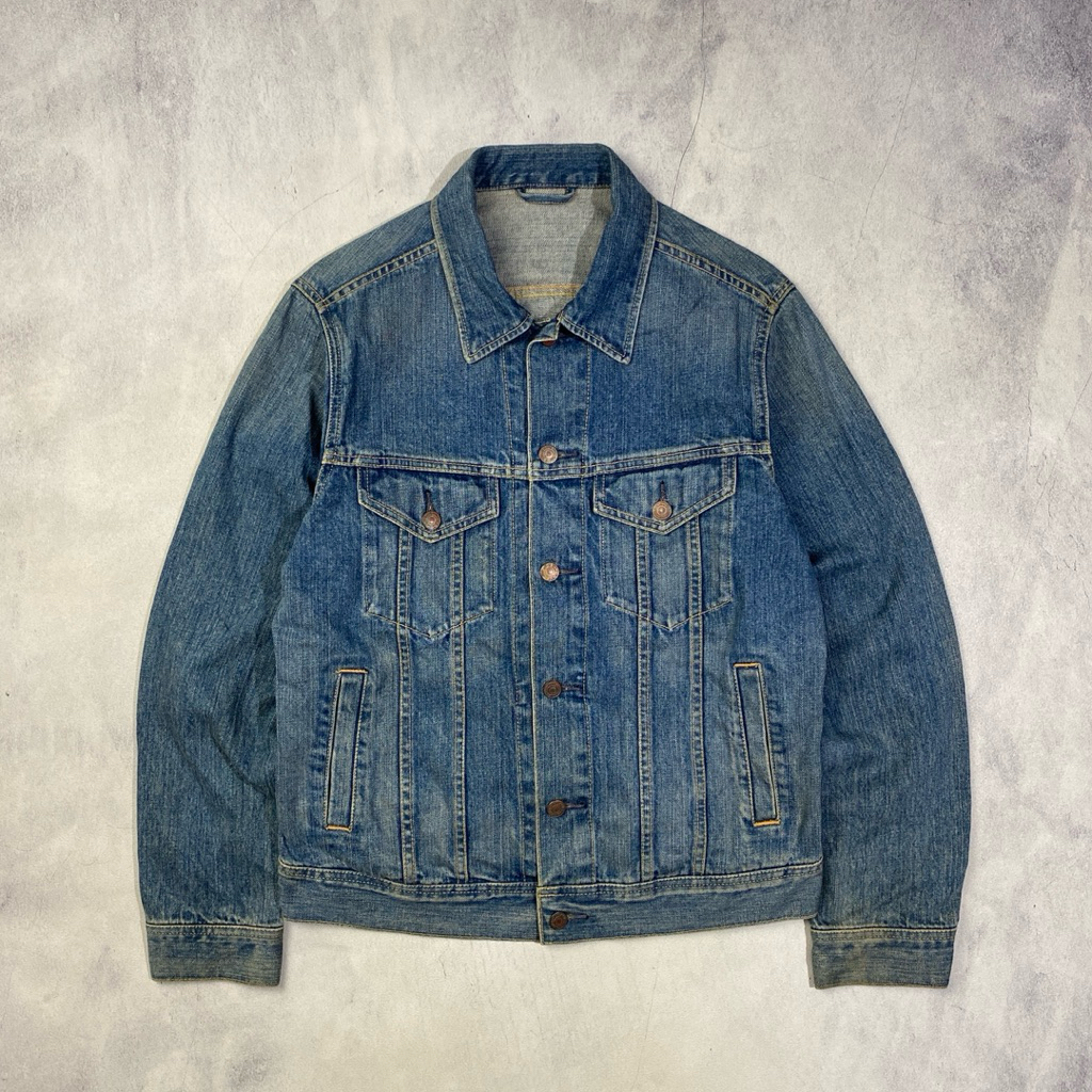 Jual 2000s Uniqlo Ring Denim Blue Washed Denim Trucker Jacket Casual ...