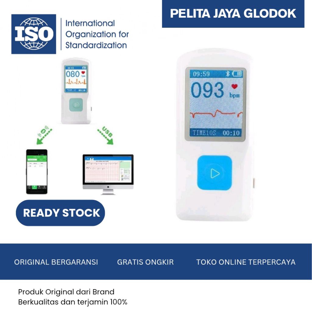 Jual Mesin Deteksi Jetak Jantung Portabel ECG EKG CONTEC PM10 USB ...