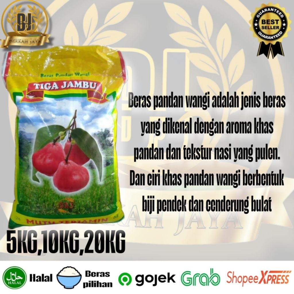 Jual Beras Cap Tiga Jambu 5KG 10KG 20KG Pandan Wangi Berkualitas ...