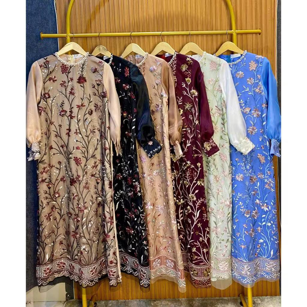 Jual Dress brukat mewah mix dress raya collection | Shopee Indonesia