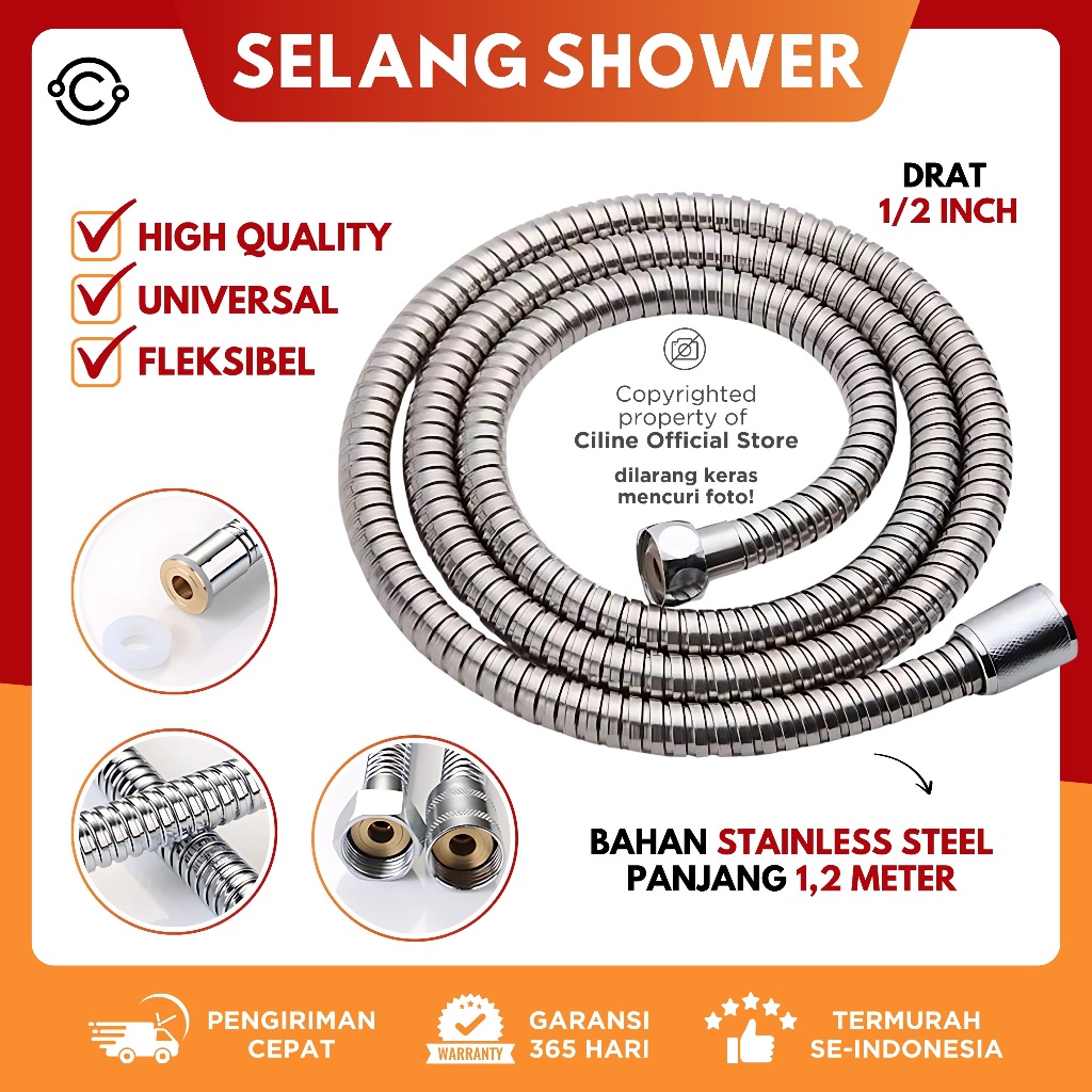Jual Selang Shower Nekel 1.2 Meter Fleksibel Shower Mandi / Selang ...