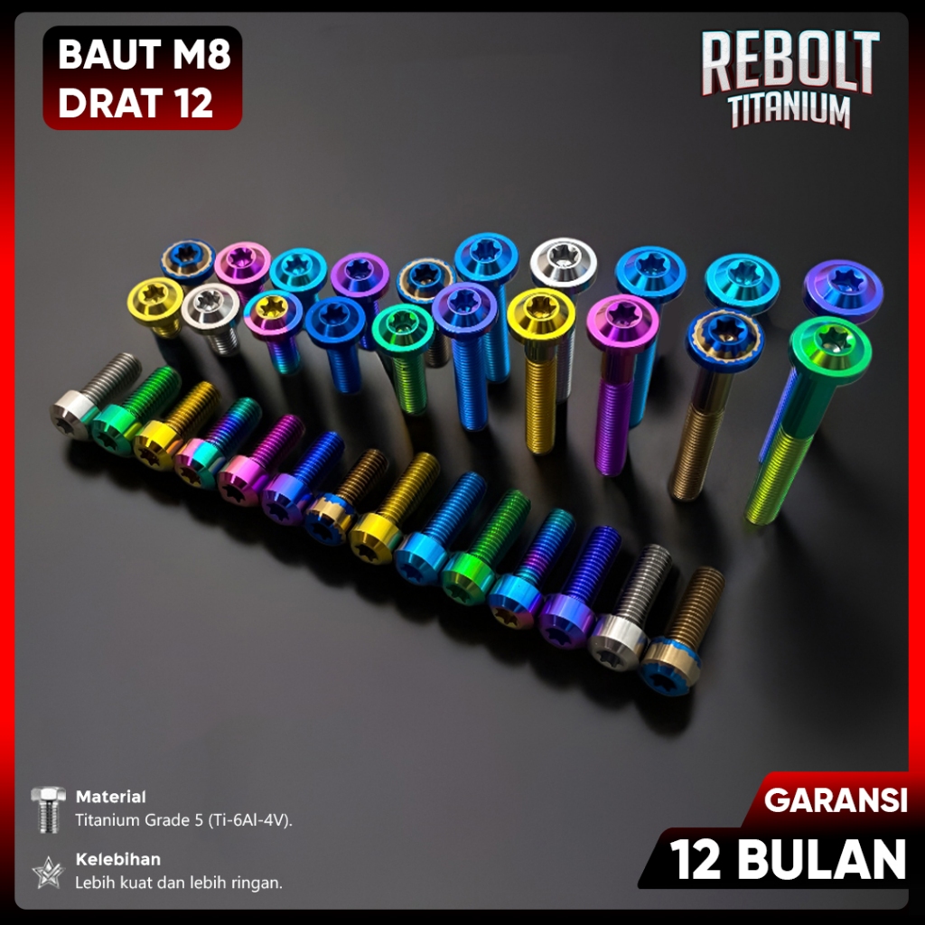 Jual Baut Probolt Titanium M8 Drat 12 Grade 5 REBOLT Titanium | Shopee ...