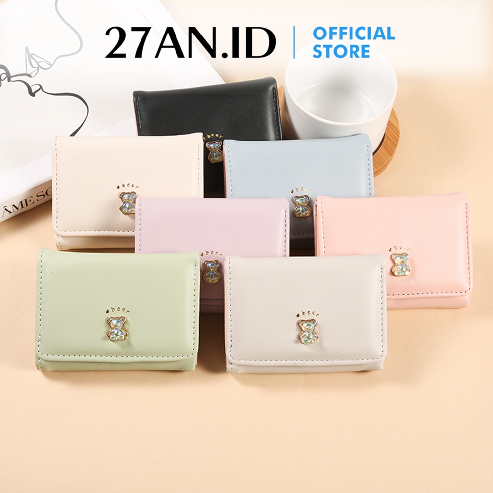 Jual (27AN.ID) Dompet Wanita AD47 Dompet Lipat Mini Simpel Card Holder Beruang Hologram Tas ...