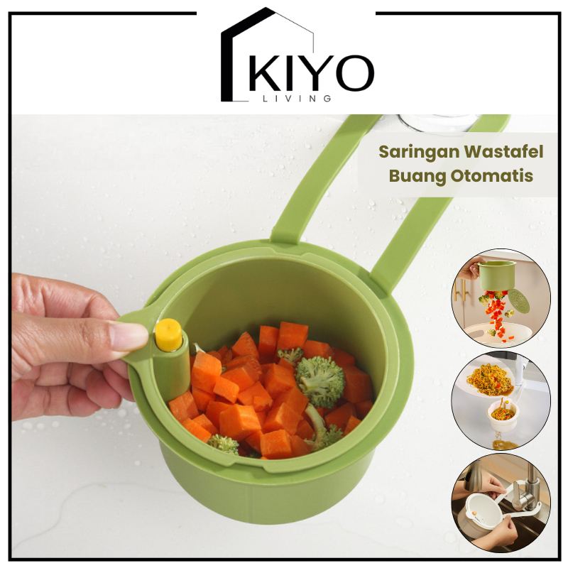 Jual KIYO Keranjang Penyaring Wastafel Tombol Otomatis Dapur/Jaring ...