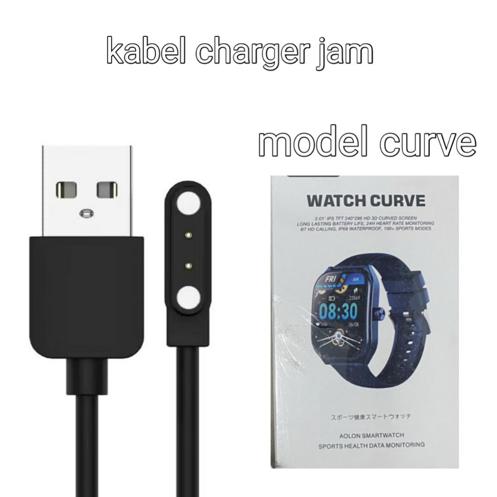 Jual kabel jam smartwatch model aol*on curve kabel charger jam magnetic ...