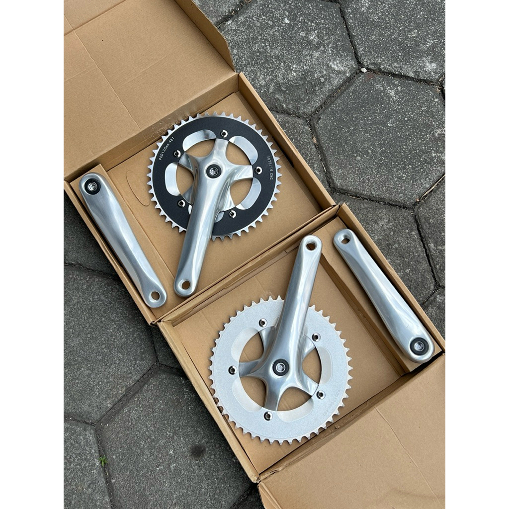 Jual CRANK FIXIE 48T BB KOTAK SILVER HITAM ALLOY ALUMINIUM GIR DEPAN ...