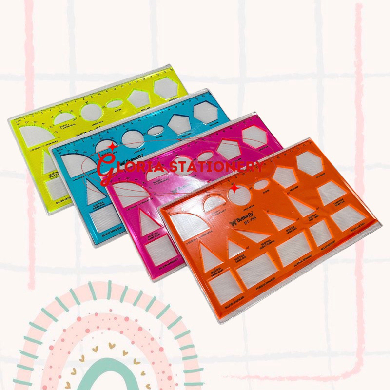 Jual Template Ruler / Penggaris Cetakan BT-785 Butterfly ( Warna Random ...