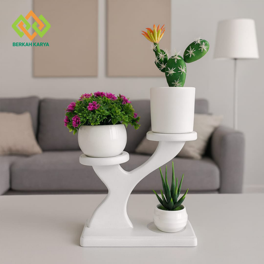 Jual Rak Pot Bunga Kayu Minimalis 2 Tingkat – Model Lengkung Unik untuk ...