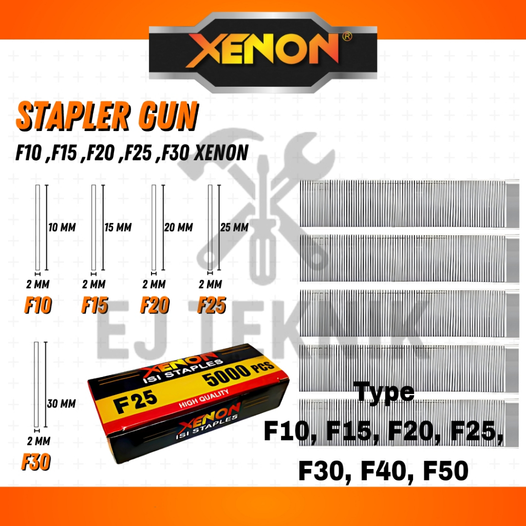 Jual XENON ISI STAPLES MESIN PAKU TEMBAK REFILL AIR NAILER F10 F15 F20 ...