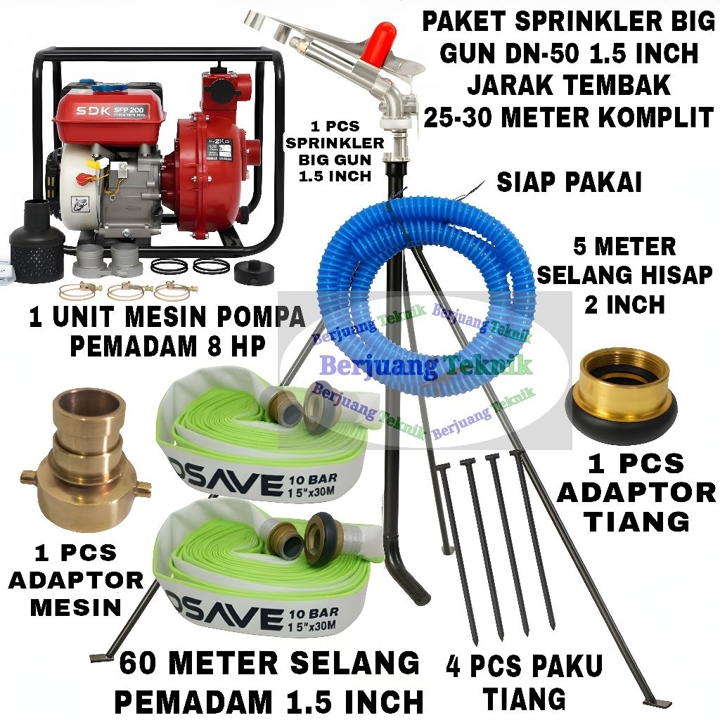 Jual Paket Sprinkler Big Gun 1.5 Inch DN-50 Jarak Tembak 25-30 Meter ...