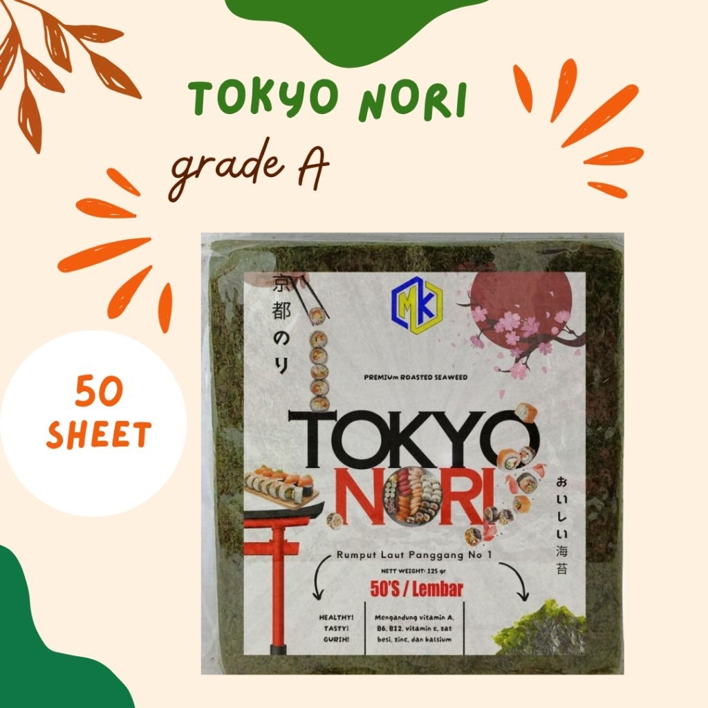Jual TOKYO NORI SUSHI 50 SHEETS/LEMBAR-125 GRAM/HALAL|bisa bersaing ...