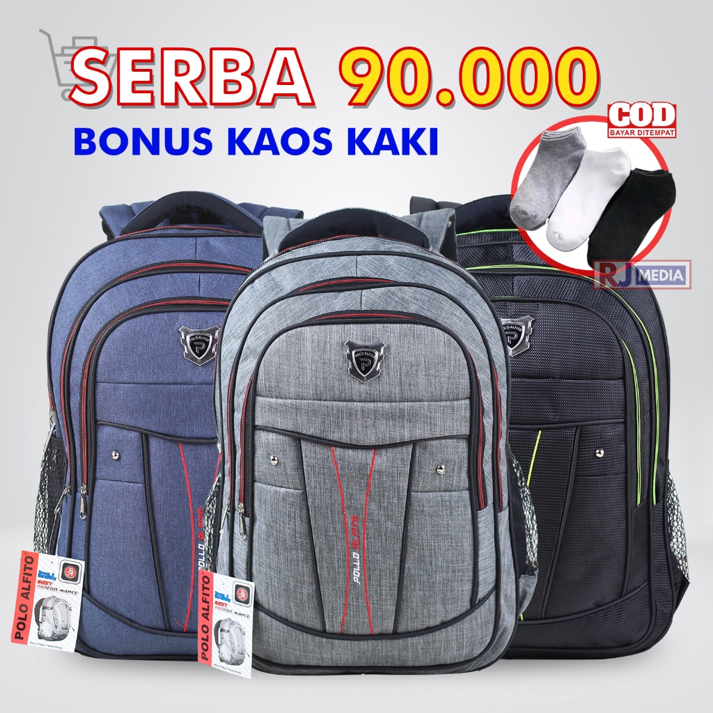 Jual Backpack Polo Alfito Warna Hitam Tas Ransel Laptop In Sekolah Kuliah Kerja Stylish Murah ...