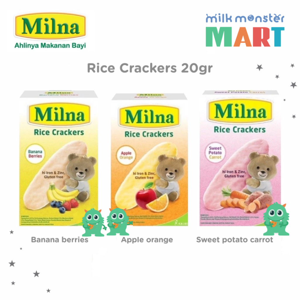 Jual Milna Rice Crackers 20gr - Snack Sehat Bayi | Shopee Indonesia