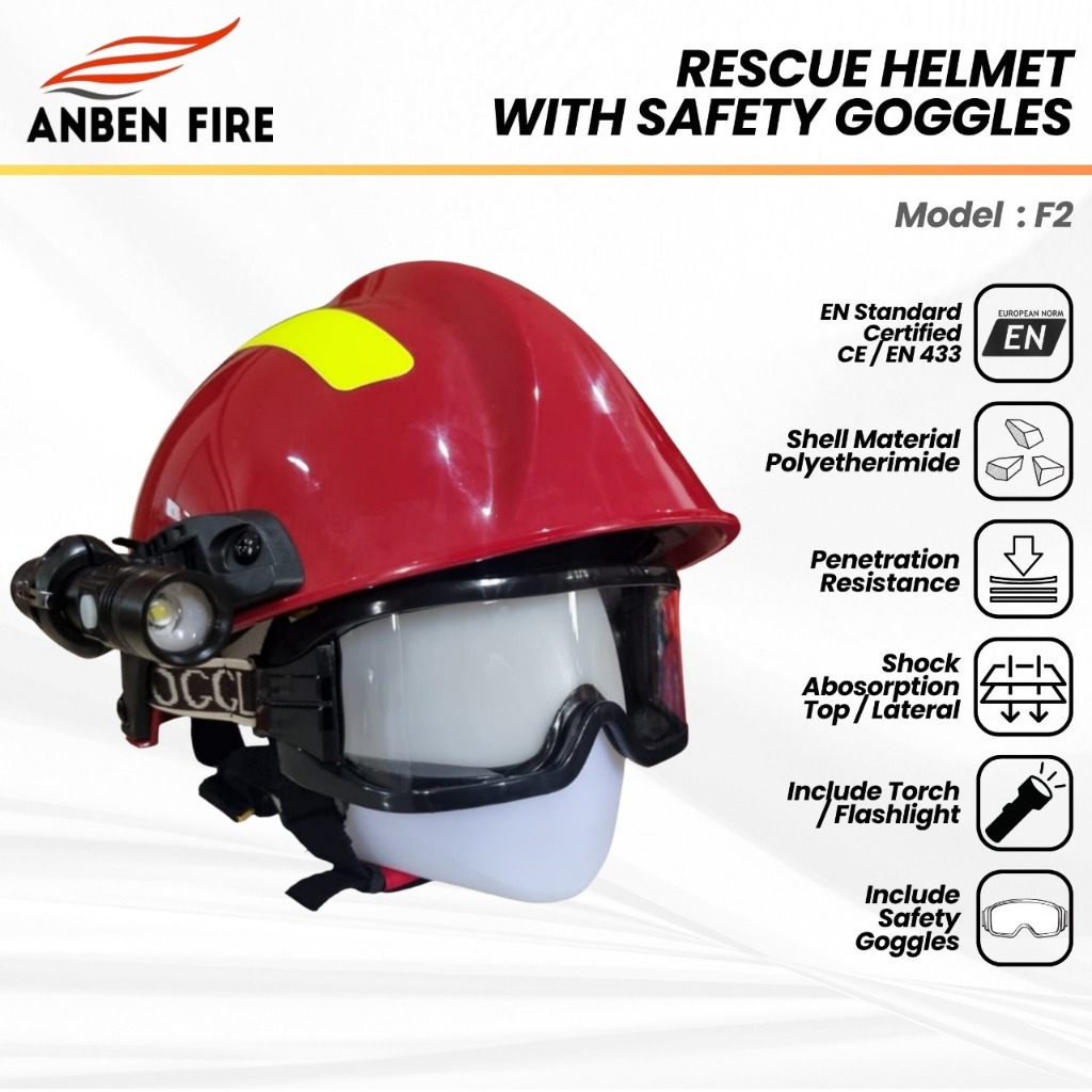 Jual Helm Safety ANBEN - F2 Pemadam Kebakaran SAR – Rescue Helmet + Visor Anti Panas & Reflektif ...