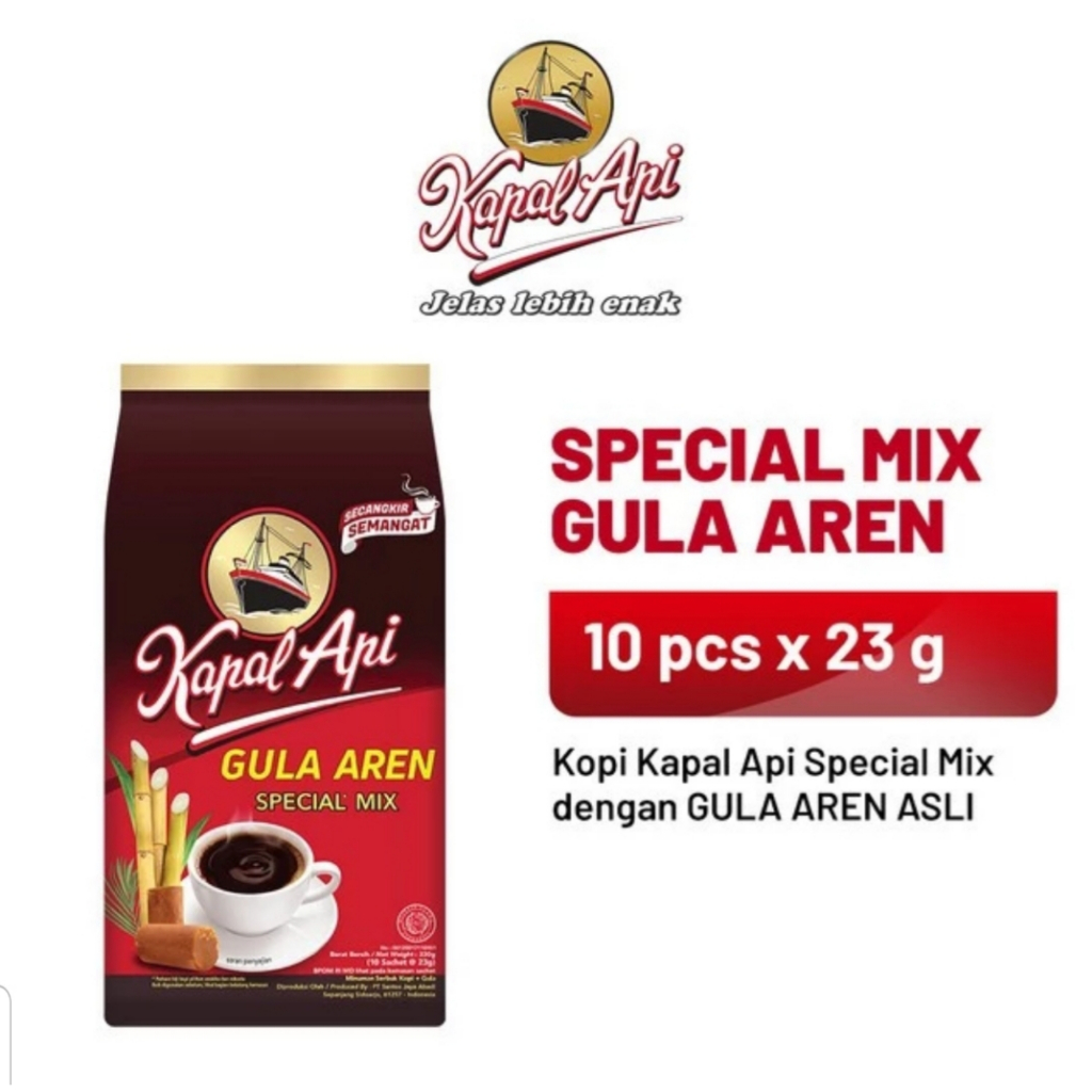 Jual Kopi Kapal Api Special Mix Gula Aren 10's @ 23g Kemasan Pouch ...