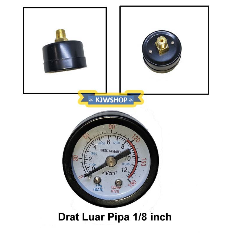 Jual Manometer Drat Tengah Belakang Payung 12 Bar Pressure Gauge 12 Bar ...