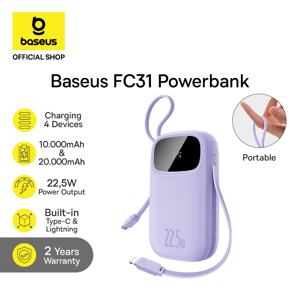 Jual Baseus Power Bank EnerFill FC31 Qpow3 10000mAh 22,5W Fast Charging Powerbank Dual Cable ...