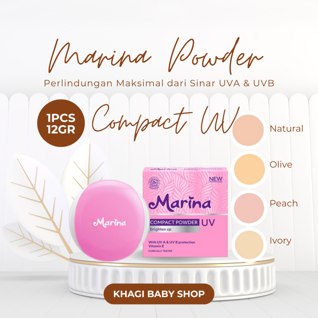 Jual Marina Compact Powder Brighten Up With UV A & UV B Protection ...