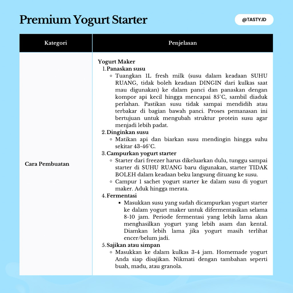 Jual Healthy Premium Yogurt Starter / Maltodextrin Free Sucrose Free ...