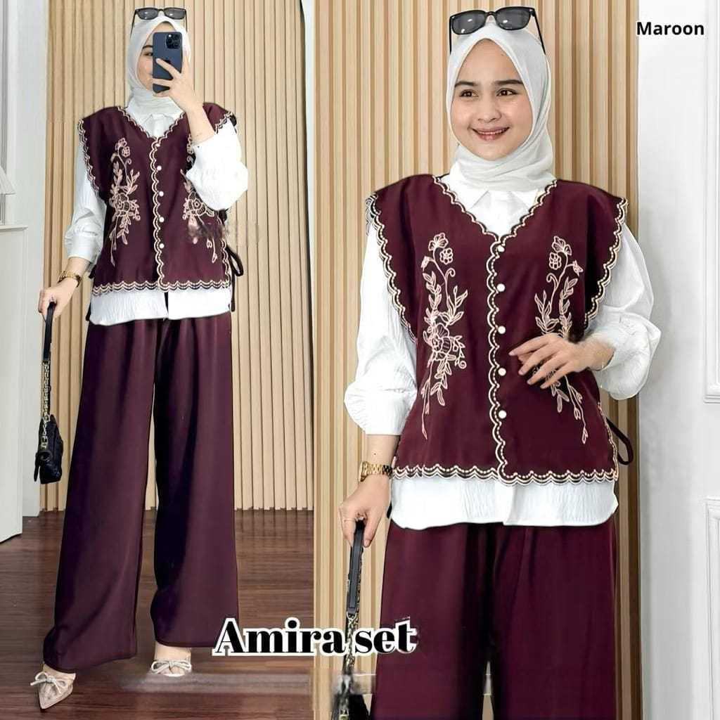 Jual NEW AMIRA ONE SET BORDIR BUNGA POLOS CRINKLE AIRFLOW LD 110 // ONE ...