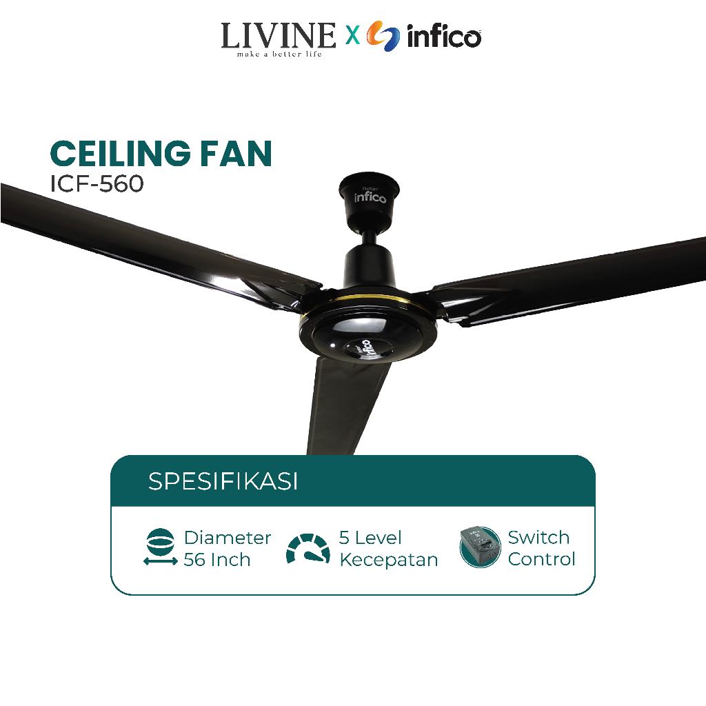 Jual Infico Kipas Angin Plafon 56 Inch Baling Besi ICF-560 | Shopee ...