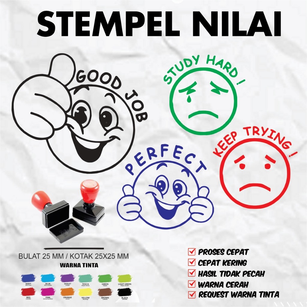 Jual Stempel Penilaian Unik Anak Sekolah Paud Tk Sd Stempel Emoticon ...