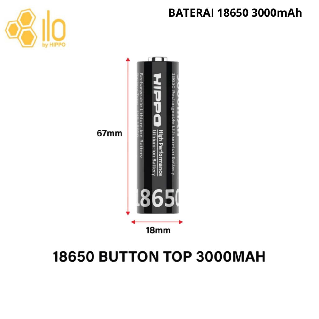 Jual Hippo Baterai Cas 18650 Flat Top & Button Top 3000 Mah 10A Garansi ...