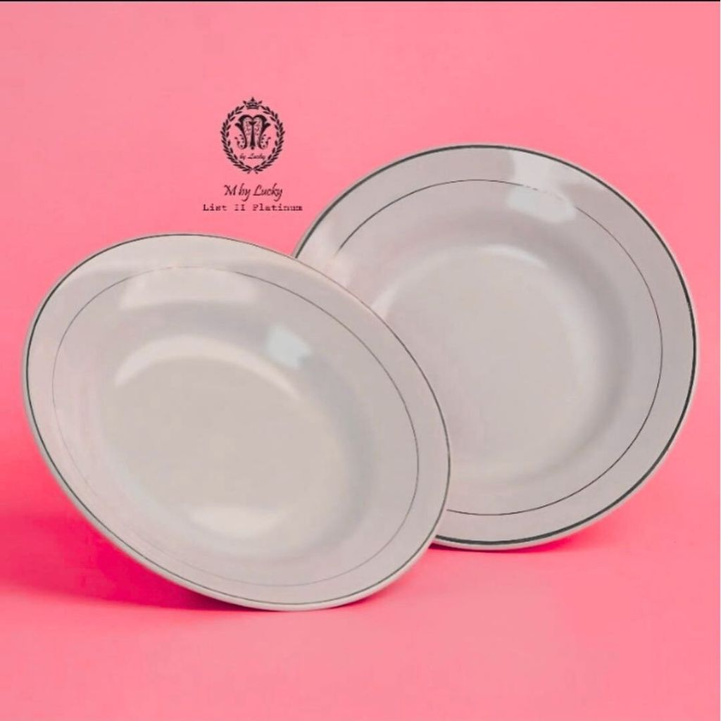 Jual Set Piring Makan - Piring Keramik Putih Lis Silver Mas Piring ...