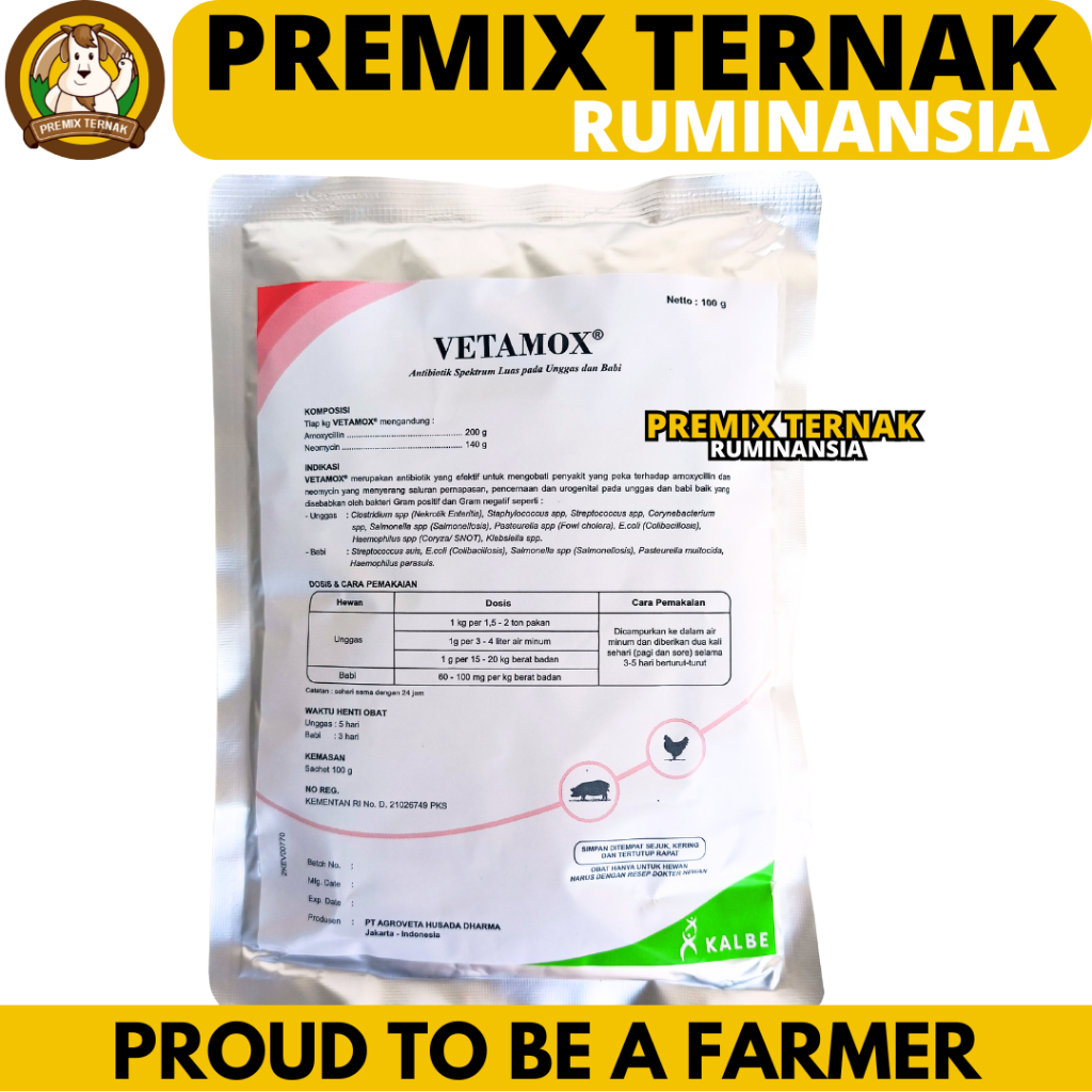Jual VETAMOX 100 GRAM - Obat Hewan Spektrum Luas untuk Unggas & Babi ...