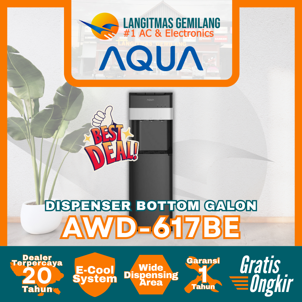 Jual AQUA DISPENSER Bottom Galon AWD-617BE | Shopee Indonesia