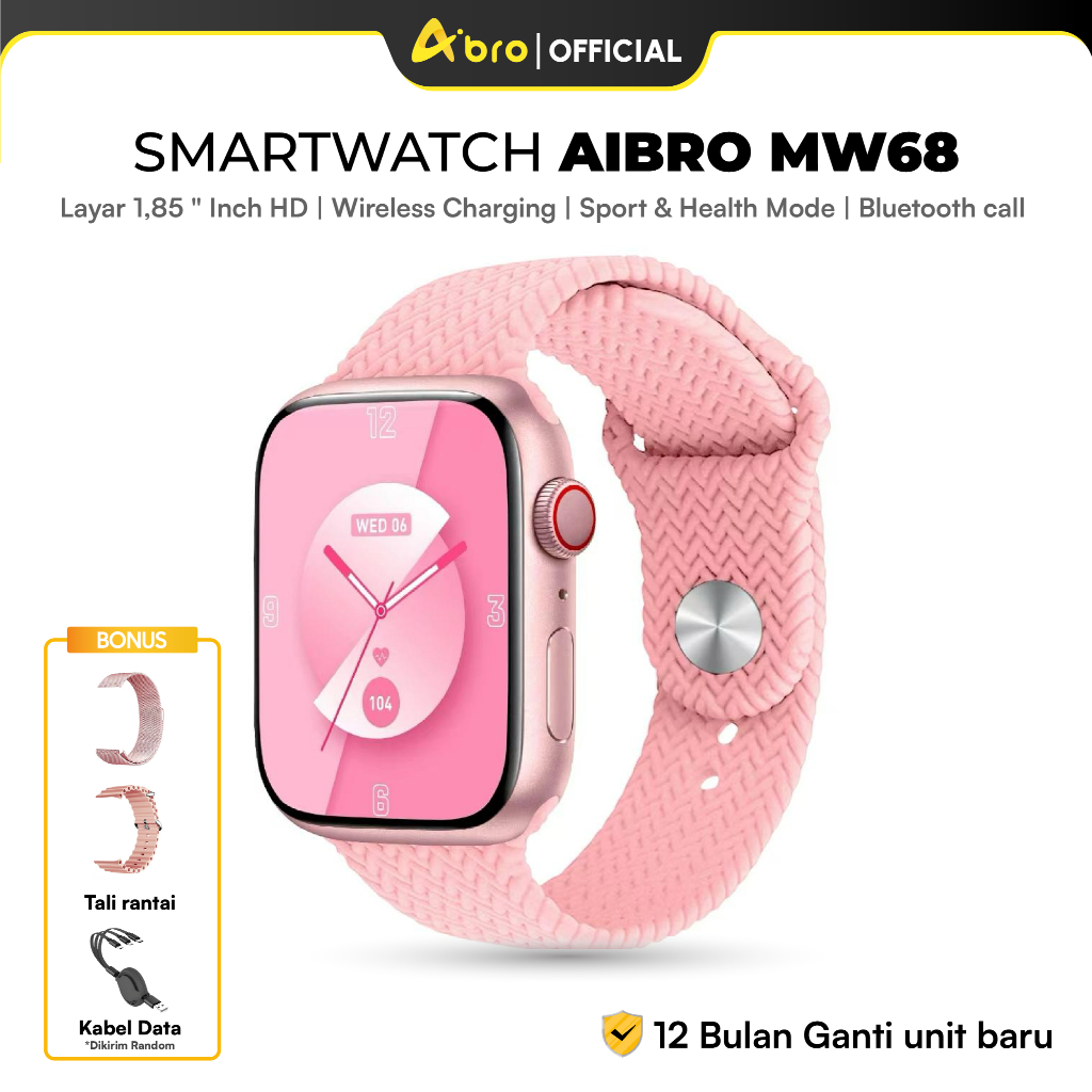 Jual [PAKET BONUS] AIBRO Bluetooth Smartwatch MW68 Plus FREE Free Strap ...