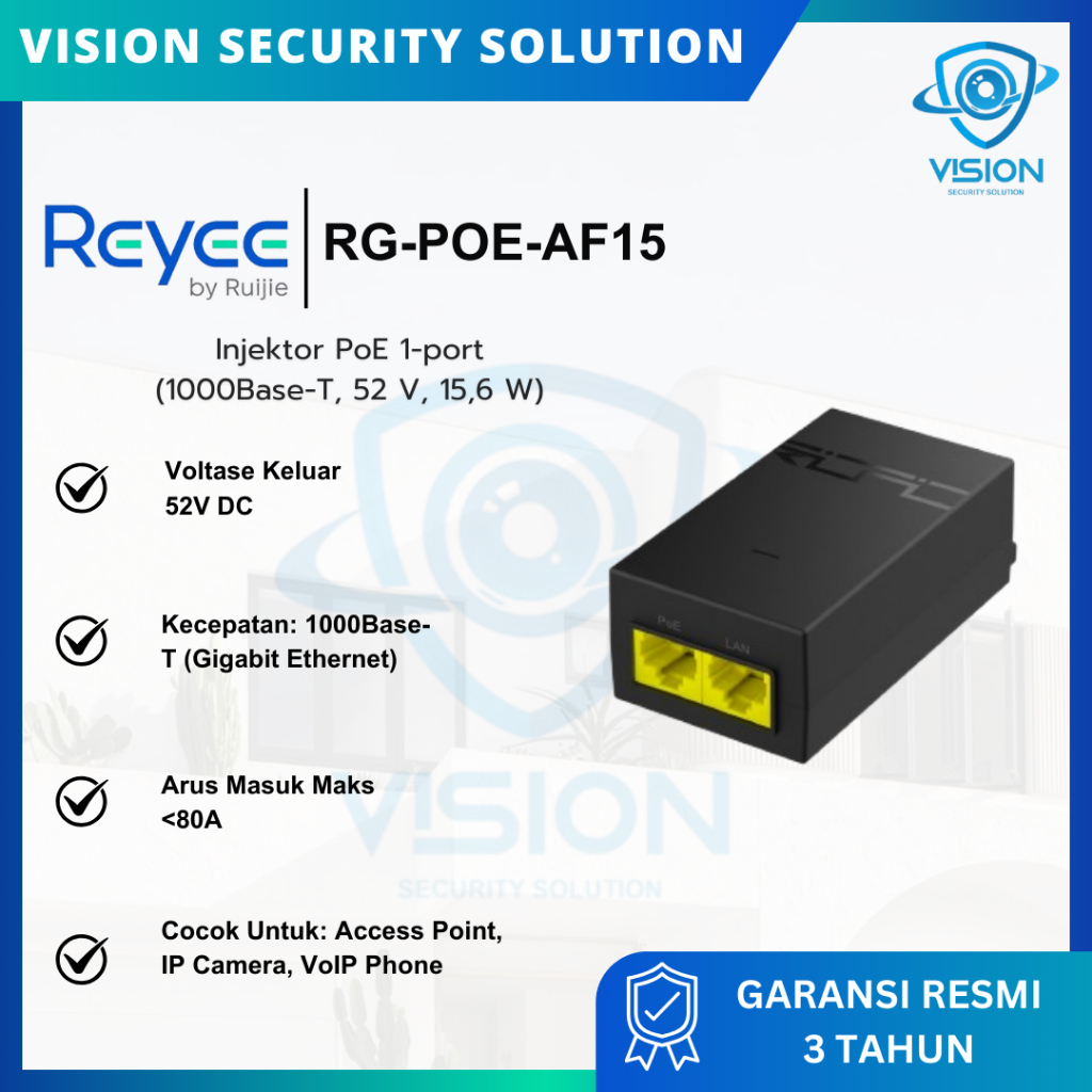 Jual Ruijie Reyee RG-POE-AF15 Injektor Adapter POE Gigabit 1 Port ...