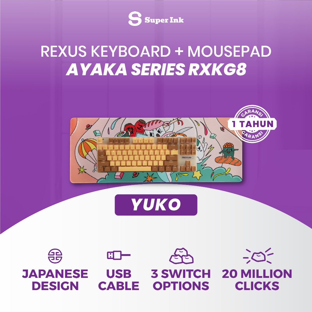 Jual Rexus Keyboard Ayaka Series TKL Yuko RX-KG8 + Mousepad – Keyboard ...
