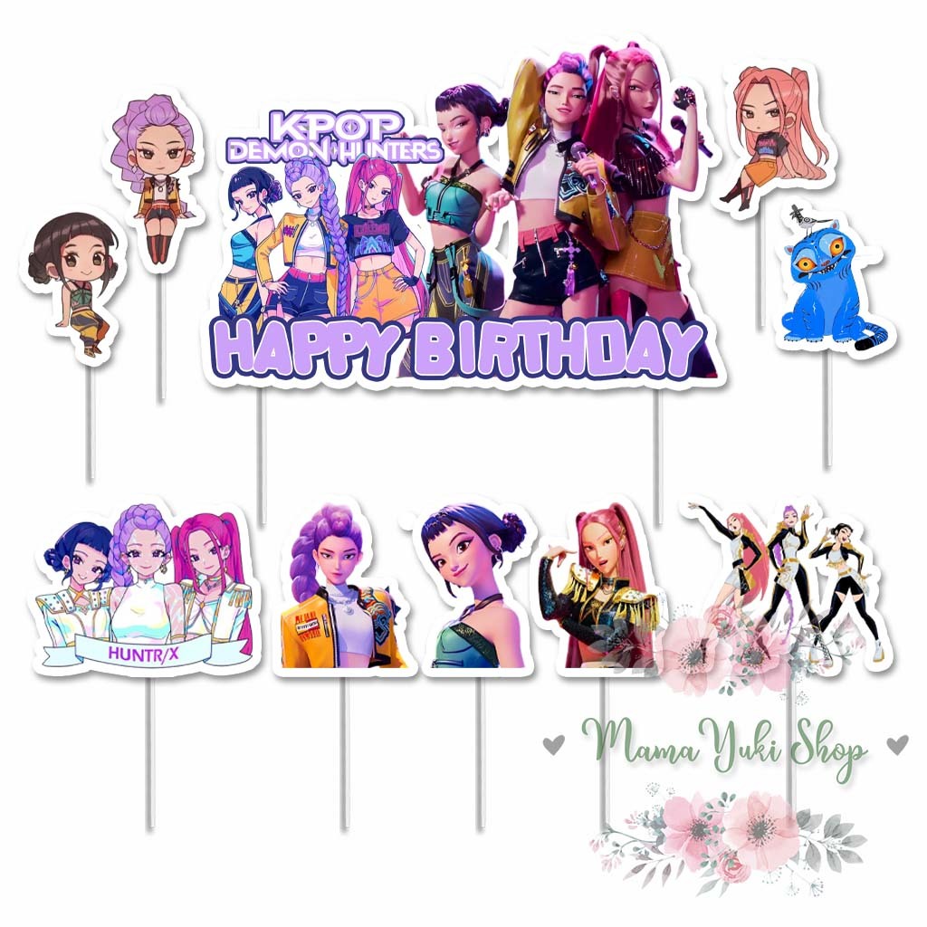 Jual Topper Cake Hiasan Kue Ulang Tahun Anak Motif HUNTRIX KPOP DEMON ...