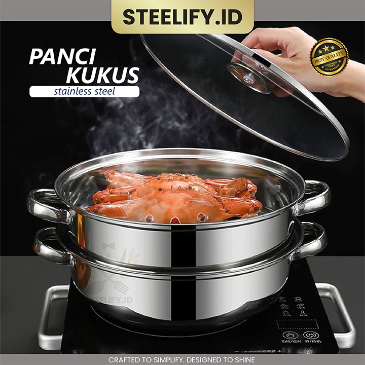 Jual Panci Kukus 28CM Stainless Steel 2 Tingkat Steamer Cooker ...