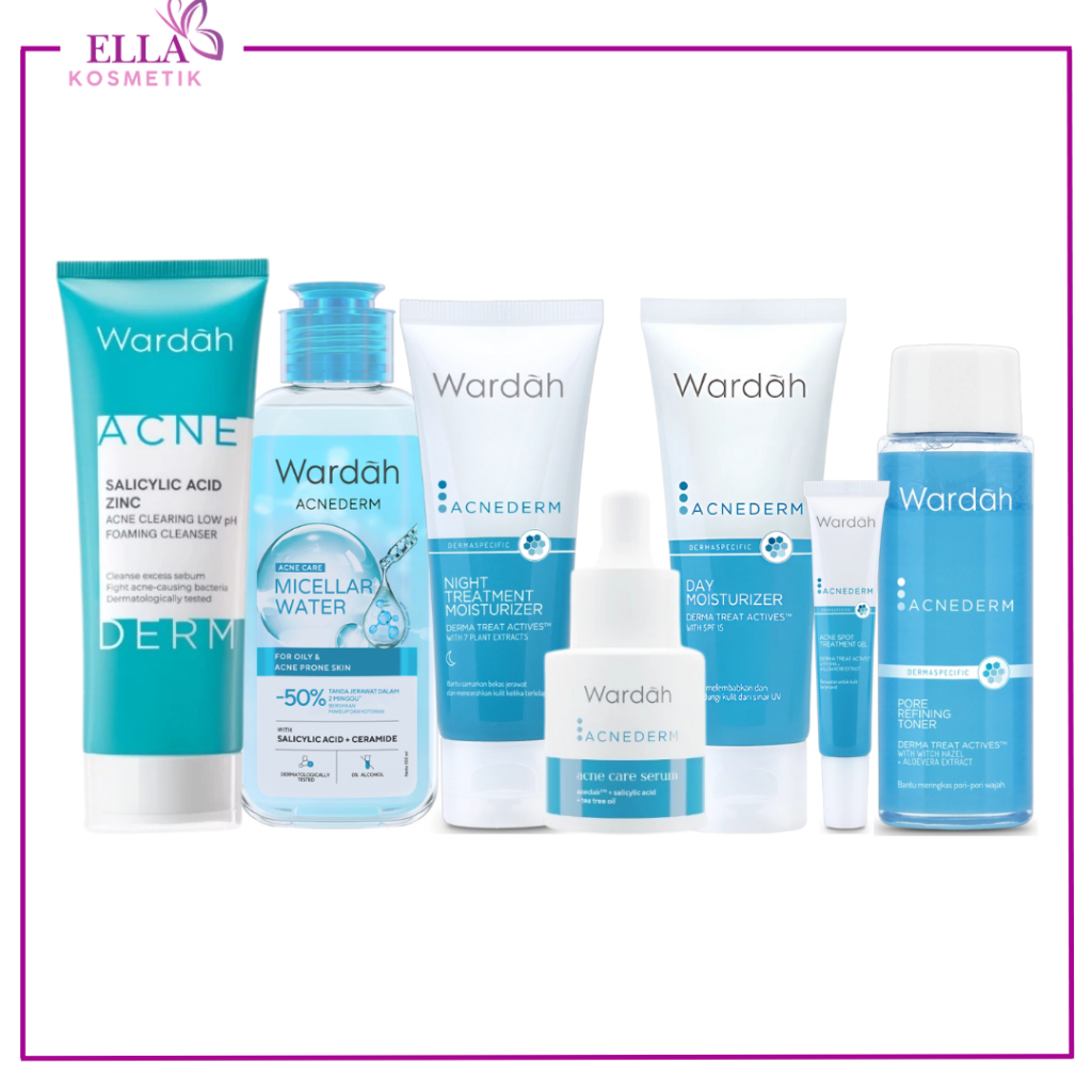 Jual PAKET Wardah Acnederm - Micellar Water - Facial Wash - Toner ...