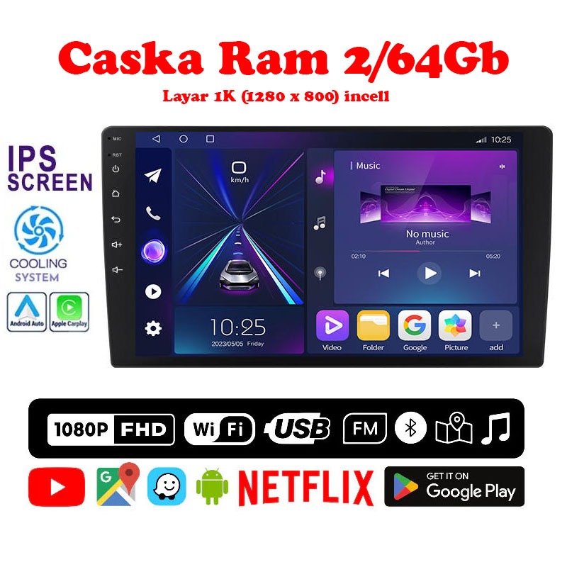 Jual CASKA F50 Headunit Android 9 inch A100 RAM 2/64Gb Ram 2GB Rom 64GB ...