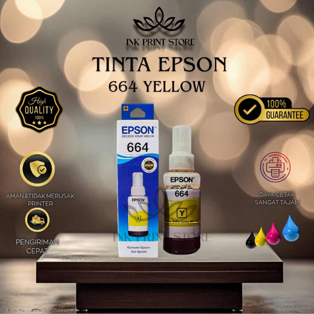 Jual Tinta Epson 664 yellow Original Support untuk Printer :Epson L100 ...