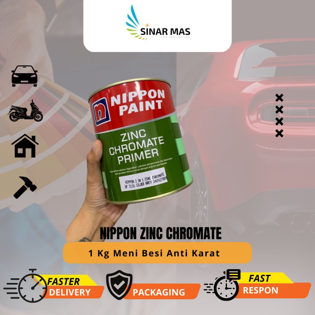 Jual NIPPON Zinc Chromate Primer 1kg Cat Dasar Besi / Meni besi anti ...