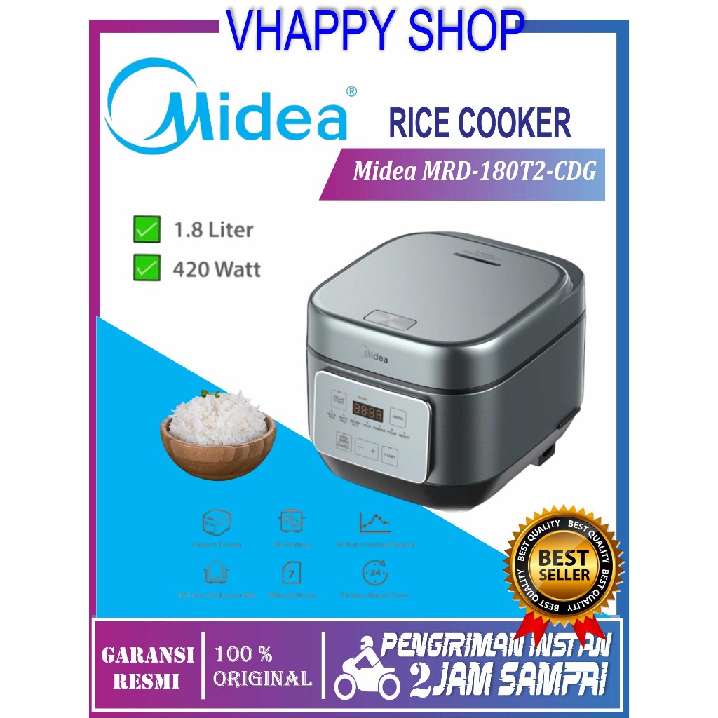 Jual Midea Rice Cooker Digital MRD-180T2-CDG – Magic Com 1.8 Liter | 3D ...