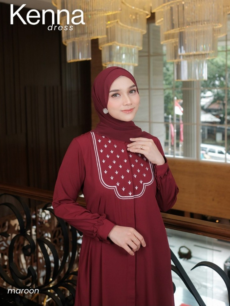 Jual Dress KENNA Gamis Syari Premium Muslim Bahan Wolfis Turkey ...
