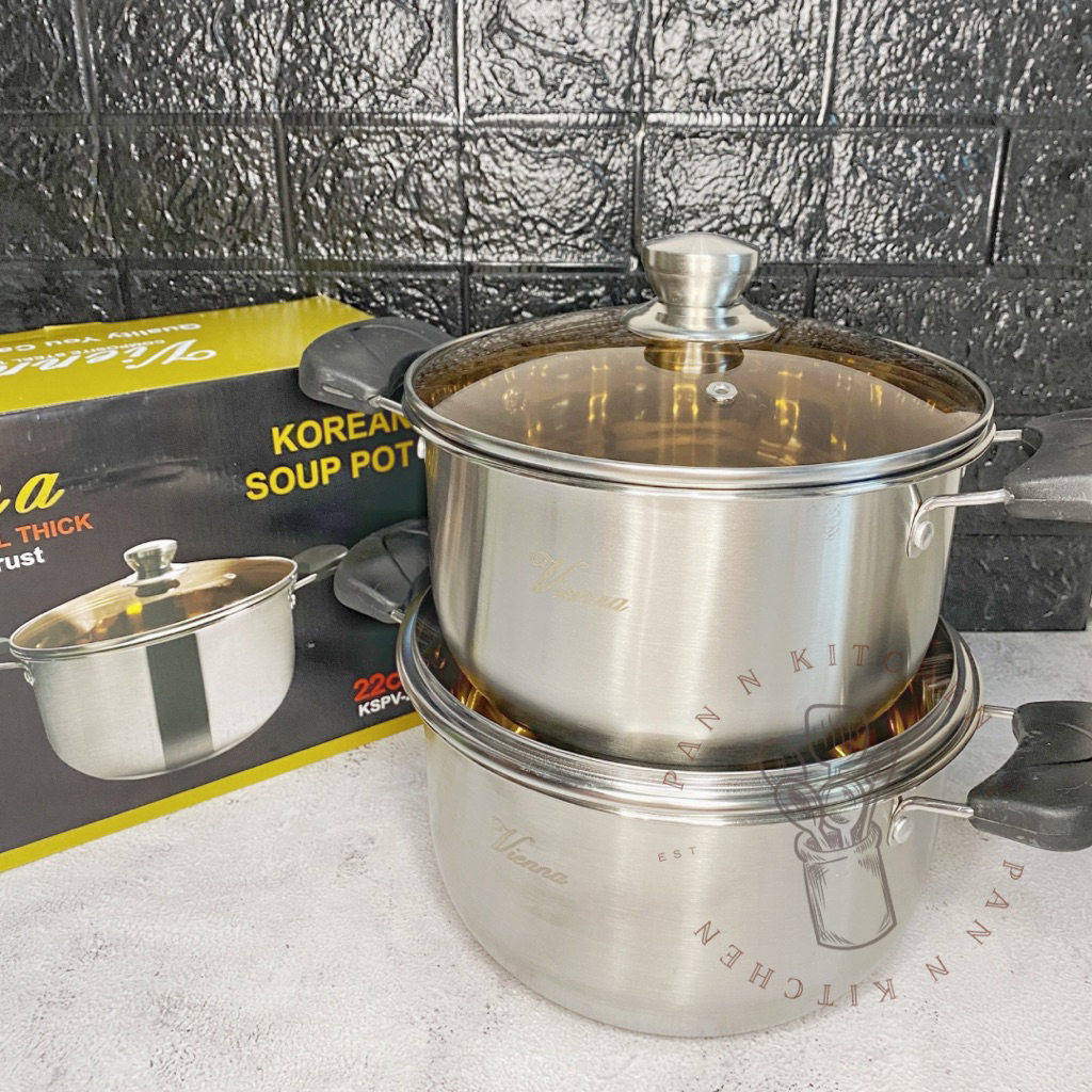 Jual (1 pcs) Panci Sop Stainless Steel VIENNA Ukuran 22/24 cm/ Korean ...