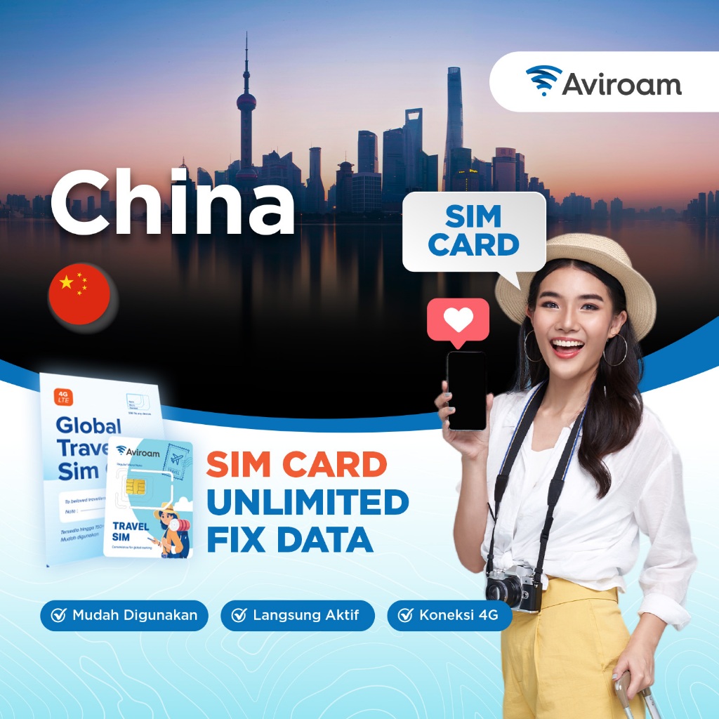 Jual Aviroam Sim Card Travel CHINA Fixed Data | Shopee Indonesia