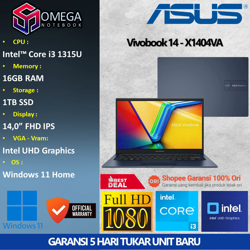 Jual ASUS VIVOBOOK 14 X1404VA i3 1315 16GB 1TB UHD 14,0 FHD IPS Windows ...