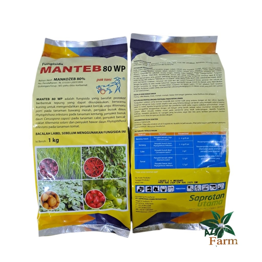 Jual MANTEB 1KG fungisida mancozeb kuning 80% | Shopee Indonesia