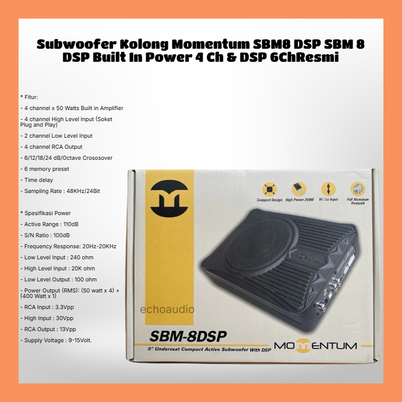 Jual Subwoofer Kolong Momentum SBM8 DSP SBM 8 DSP Built In Power 4 Ch ...