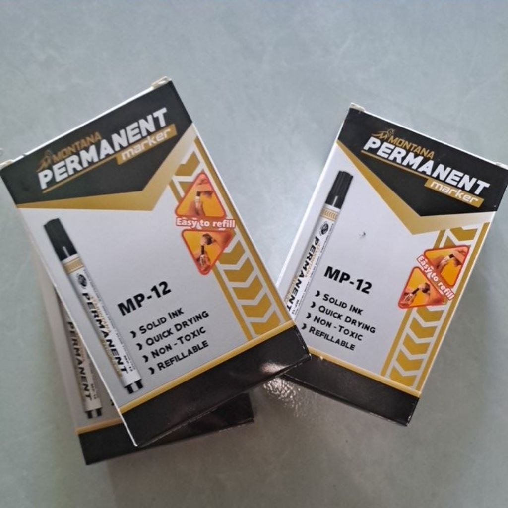 Jual Spidol PERMANENT Marker Montana Warna Hitam 1 Lusin/ Spidol Besar ...